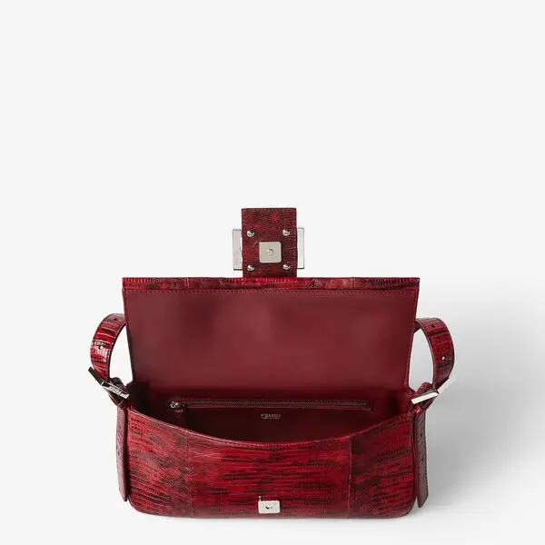 Fendi Baguette® 26424 Burgundy Lizard-leather Bag